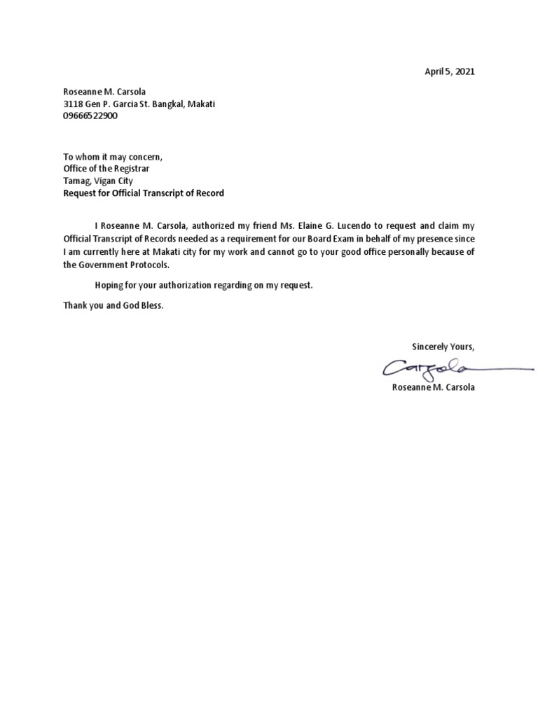 Authorization Letter | PDF