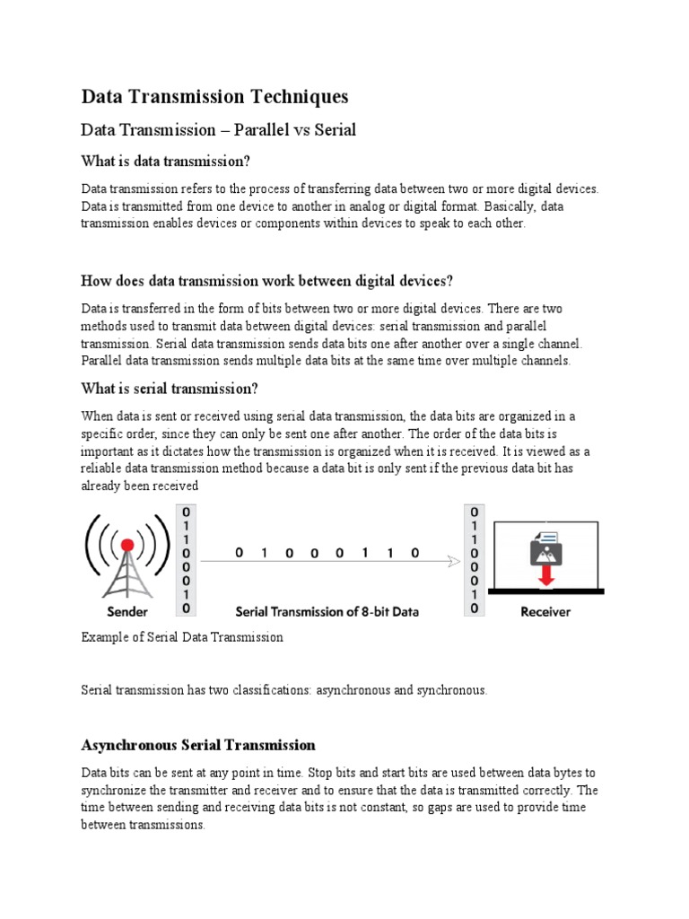 Data Transmission Techniques | PDF | Data Transmission | Digital ...