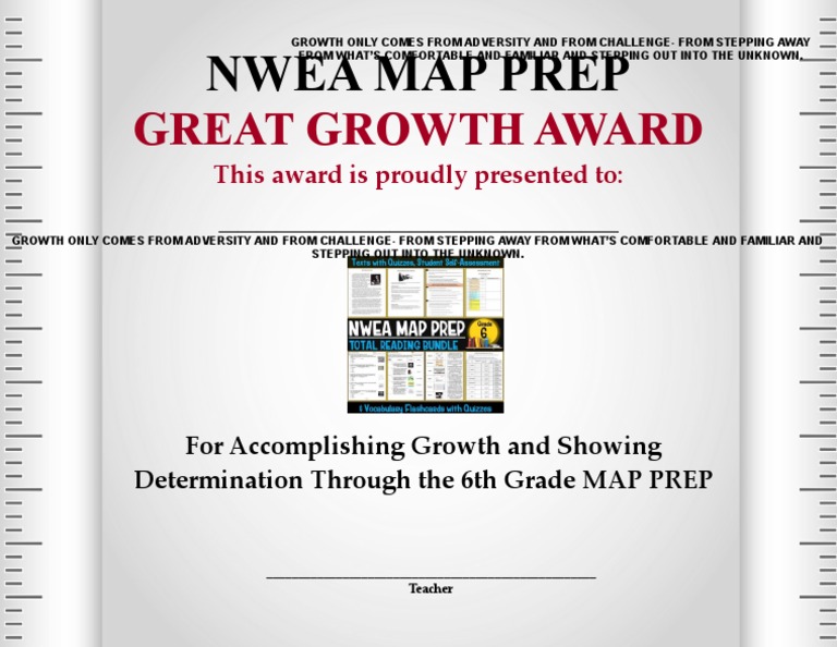 NWEA MAP 6th Grade Editable Certificate | PDF