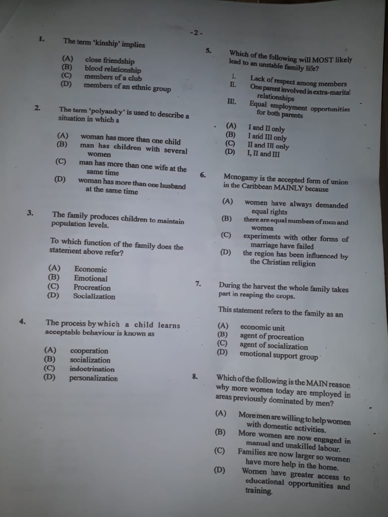 CSEC Social Studies 2020-P1 | PDF