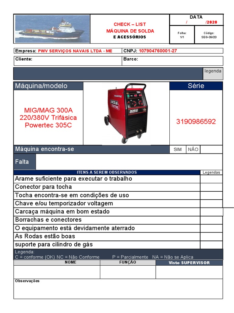 Checklist Maquina - Solda Mig - Mag | PDF