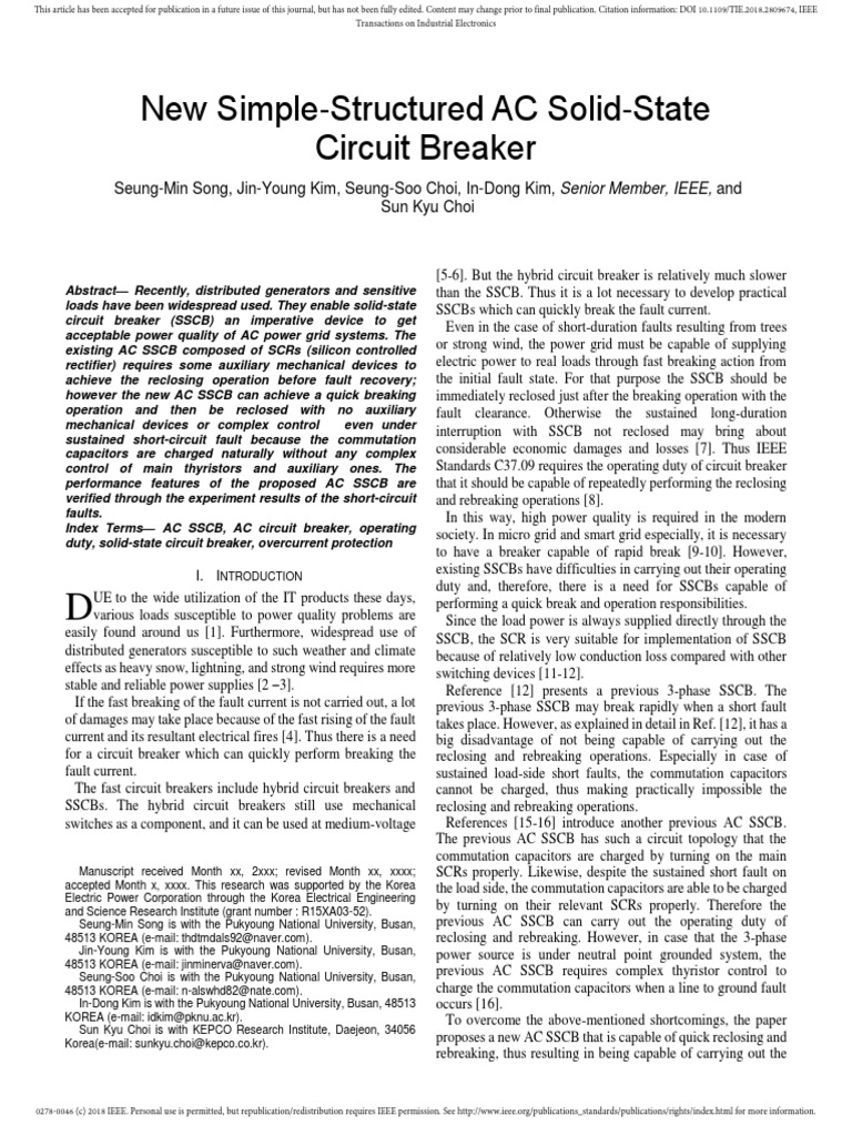 New Simple-Structured AC Solid-State Circuit Breaker | PDF | Electrical ...