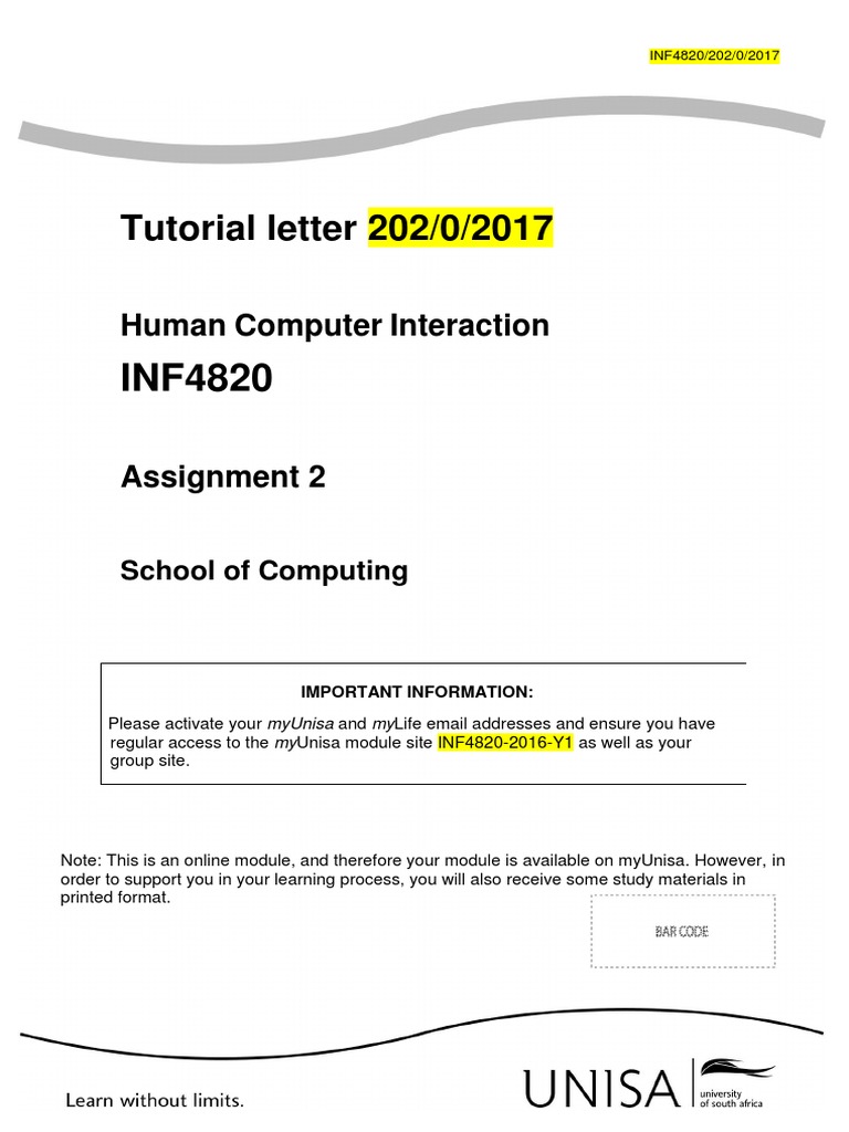 Tutorial Letter 202/0/2017: Human Computer Interaction | PDF ...