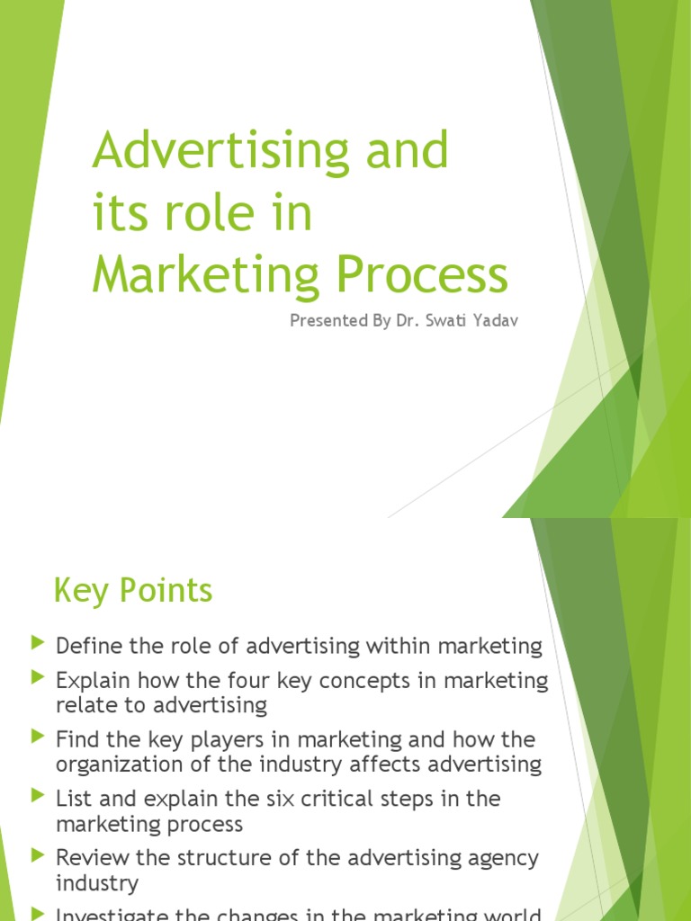 Advertising and Its Role in Marketing Process: Presented by Dr. Swati ...
