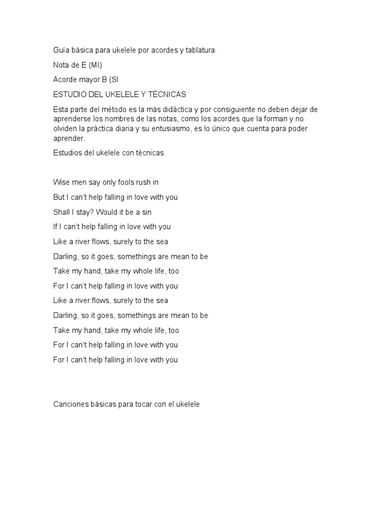Tabla De Acordes De Ukelele Imprimible Para Principiantes
