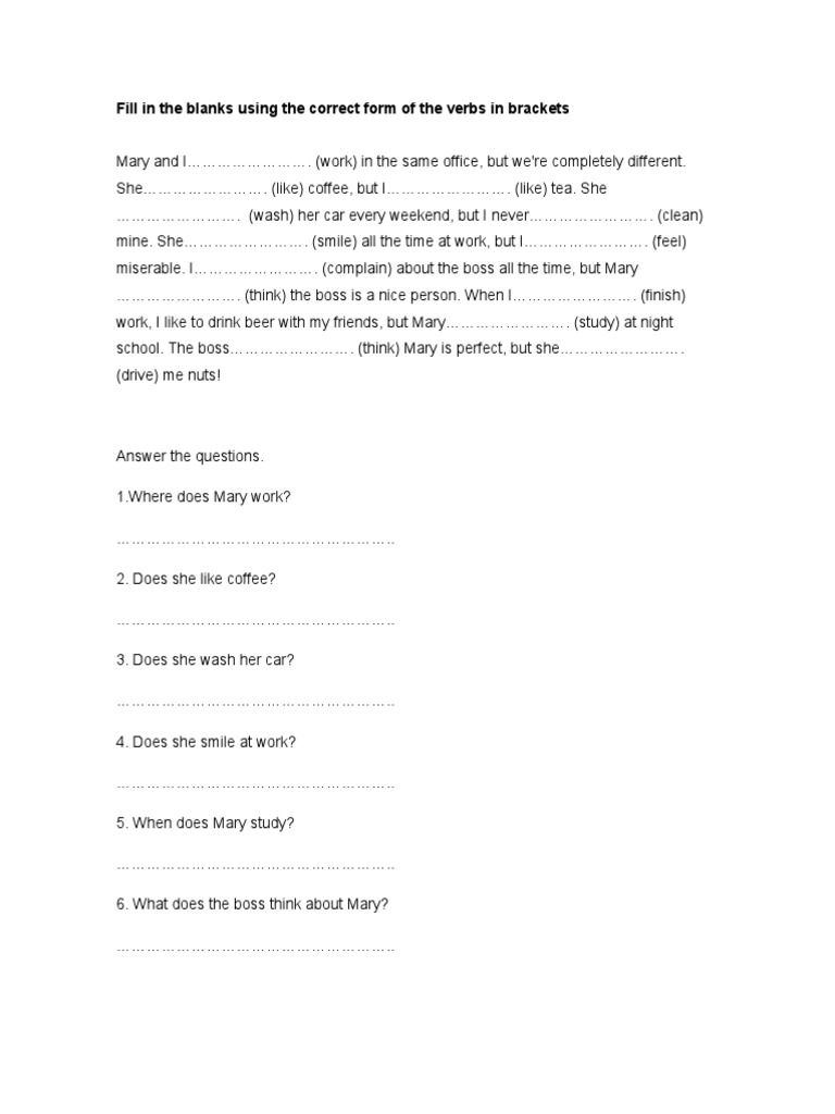 Complete The Text. Simple Present5 | PDF