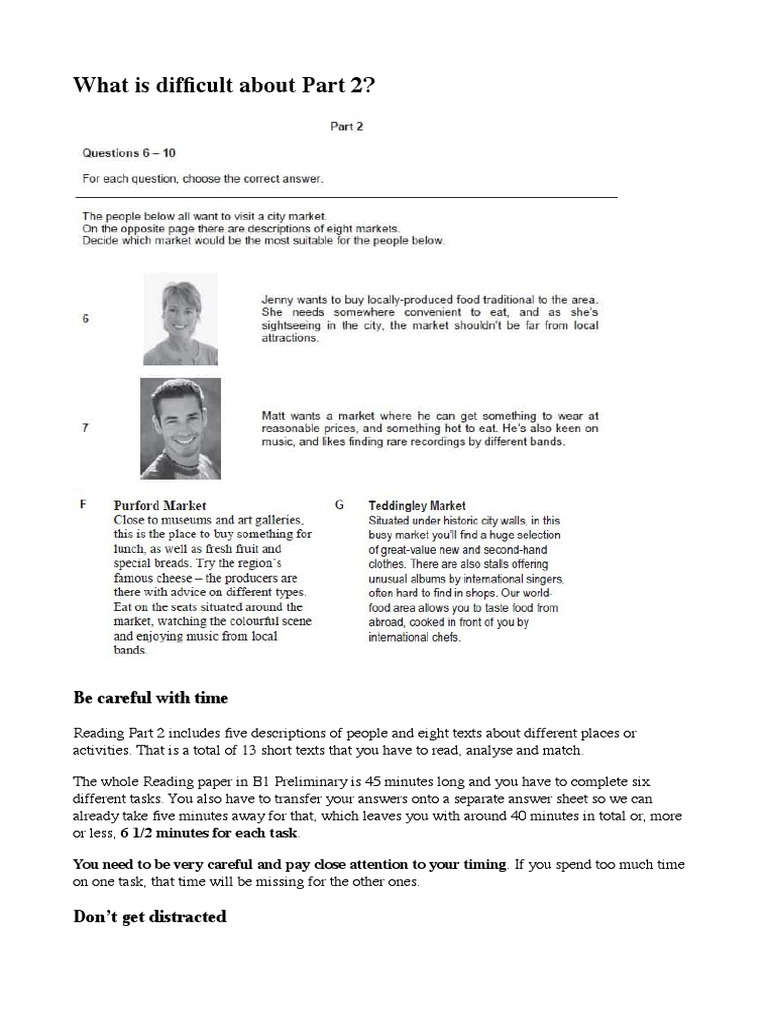 Reading Part 2 PET | Download Free PDF | Communication | Cognitive Science