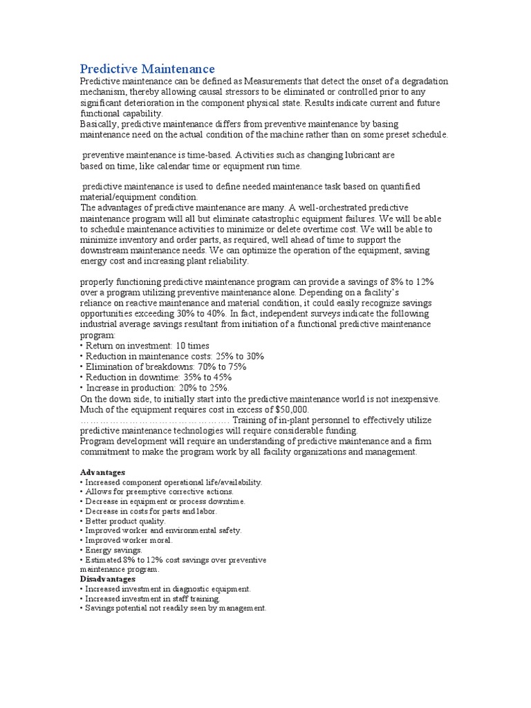 Predictive Maintenance | PDF | Safety | Systems Theory