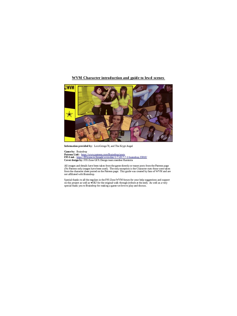 WVM Character Guide & Lewd Scenes | PDF