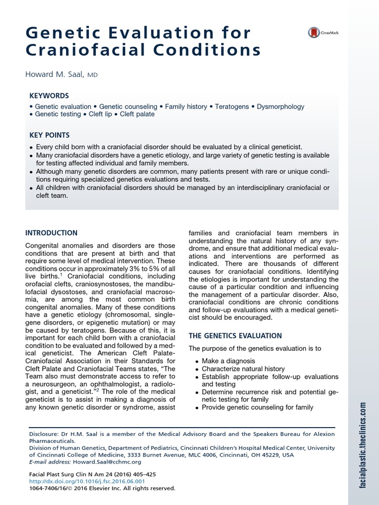 Genetic Evaluation For Craniofacial Conditions | PDF | Genetic Disorder ...