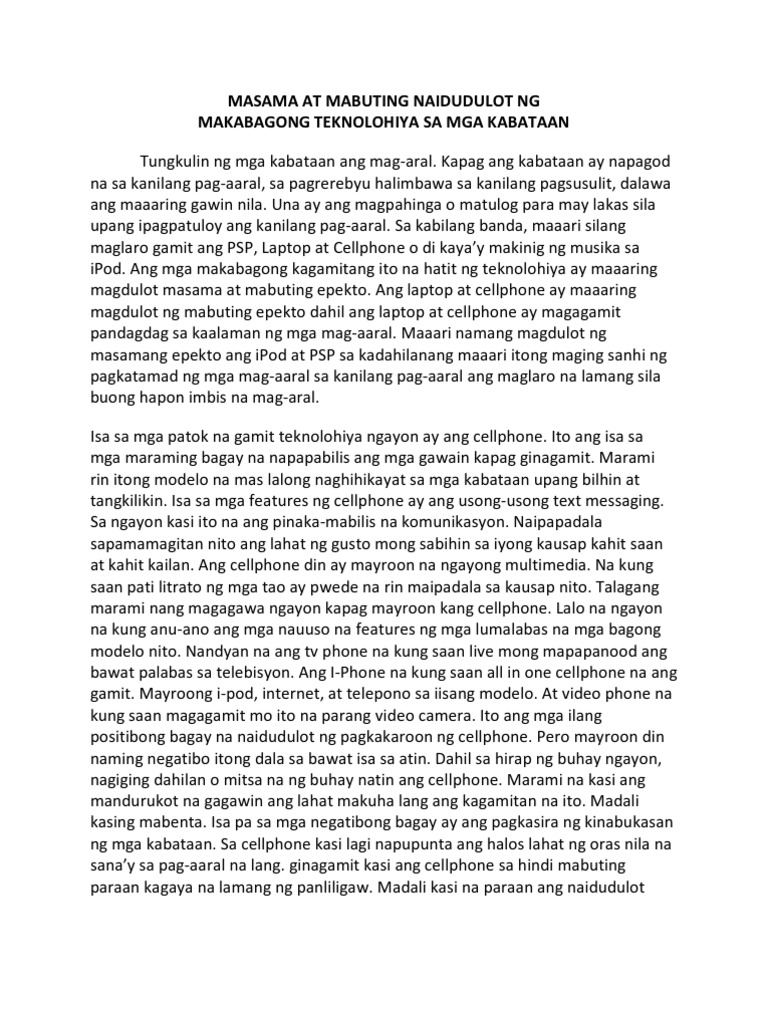 Masama at Mabuting Naidudulot NG | PDF