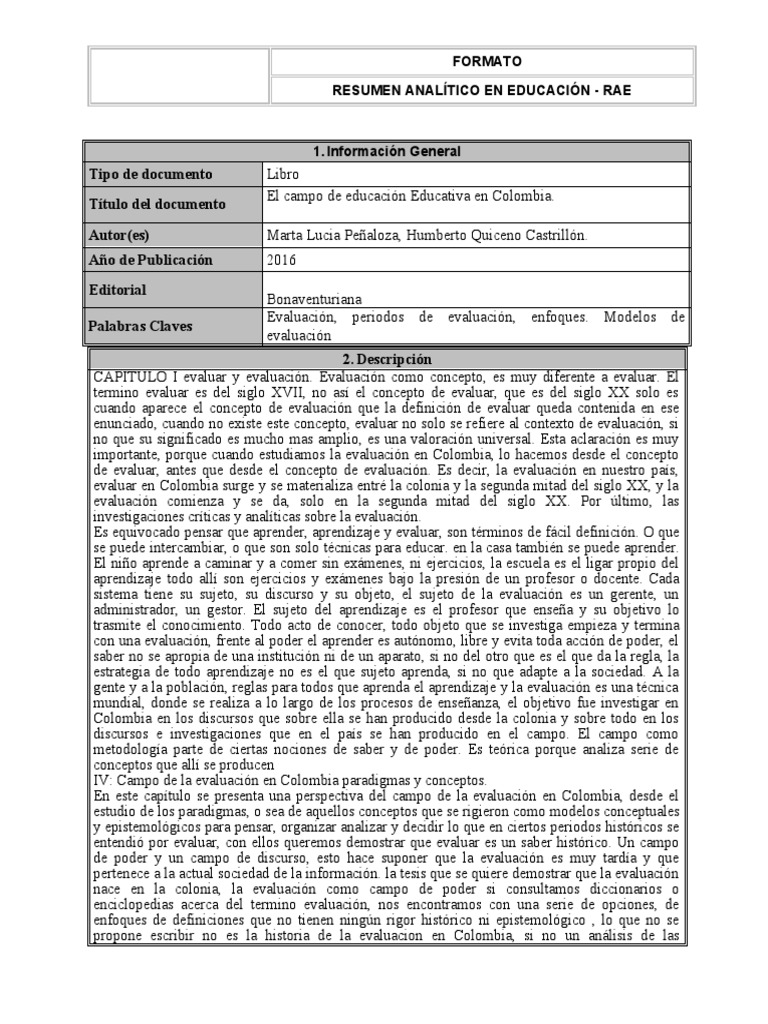 Formato RAE (Recuperado Automáticamente) | PDF | Evaluación | Paradigma