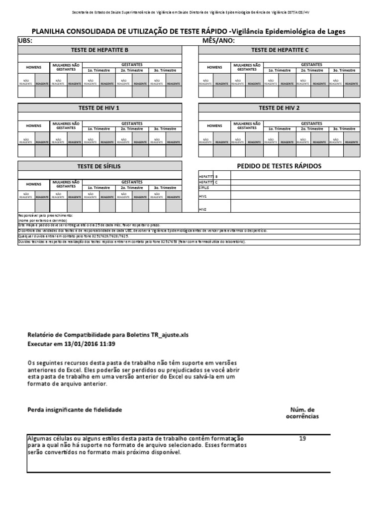 Mapa Teste Rapido | PDF | Microsoft Excel | Bem-estar