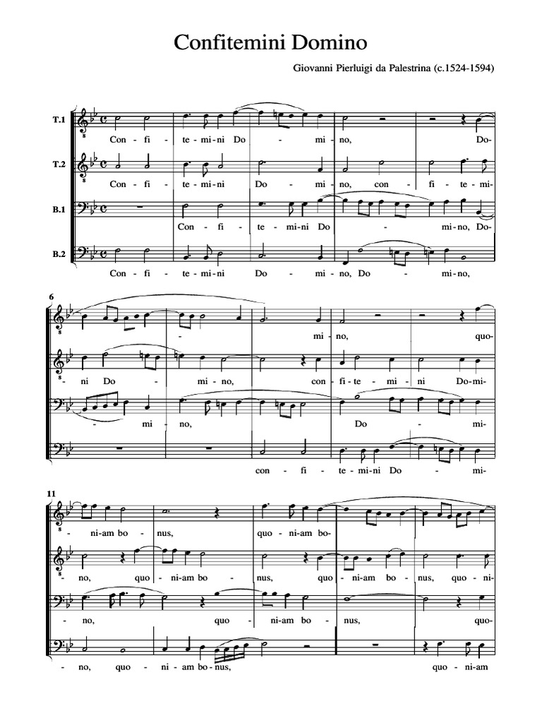 Confitemini Domino Ttbb By Palestrina Pdf