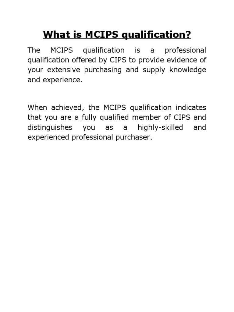 MCIPS: Elevate Your Purchasing Career | PDF