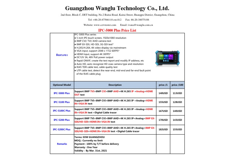 IPC-5000 Plus Price List | PDF | Computer Engineering | Video