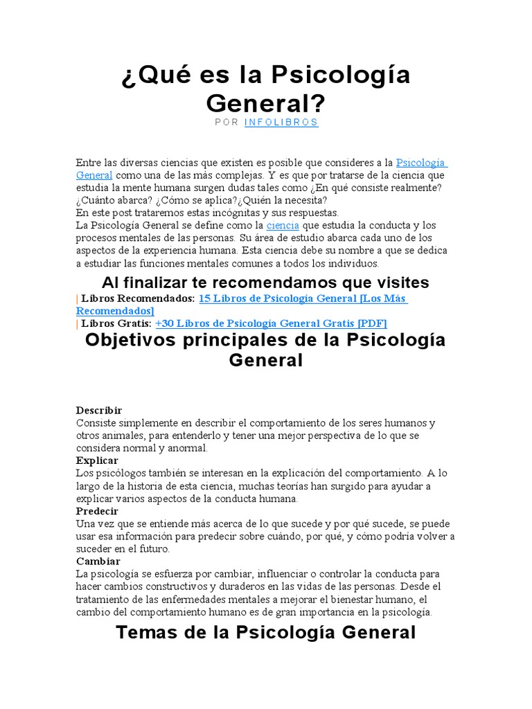 Qué Es La Psicología General | PDF | Mente | Sicología