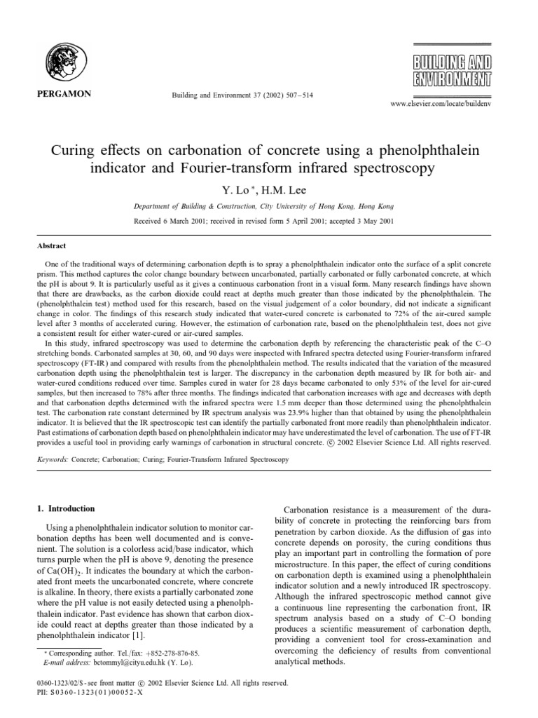 Infrared Analysis of Concrete Carbonation | PDF | Infrared Spectroscopy ...