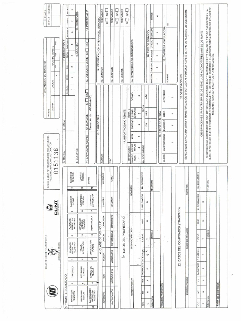 Formato de Formulario Runt | PDF