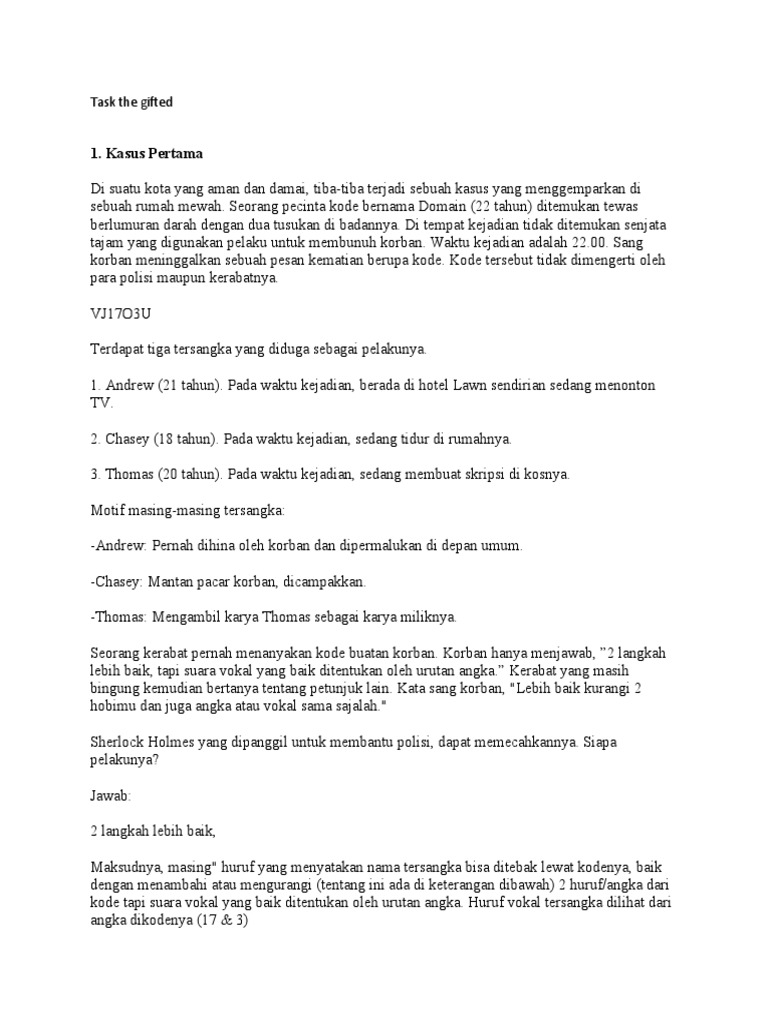 Misteri Pembunuhan dan Kode Rahasia | PDF