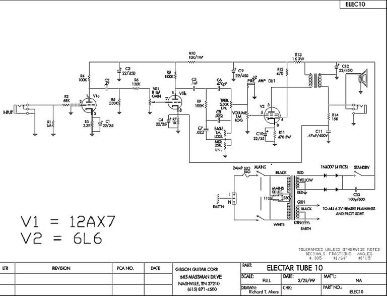 Epiphone Electar Tube 10 Amplifier Schematic | PDF