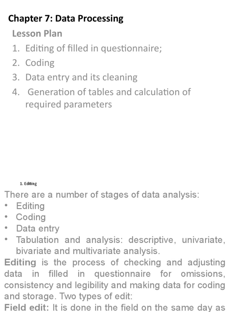 Lesson Plan: Chapter 7: Data Processing | PDF