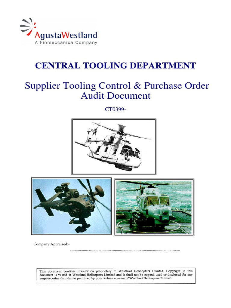 Supplier Tooling Control & Purchase Order Audit Document | PDF ...