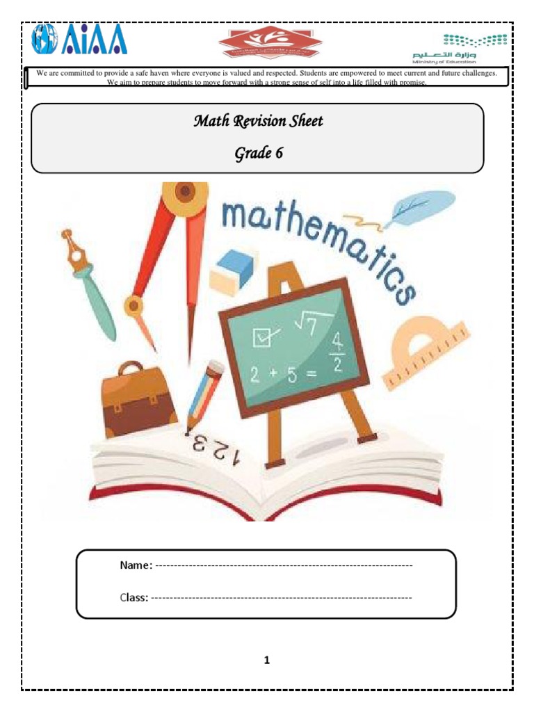 Final Math Revision Sheet g6 ANSWER KEY | PDF | Business | Teaching ...