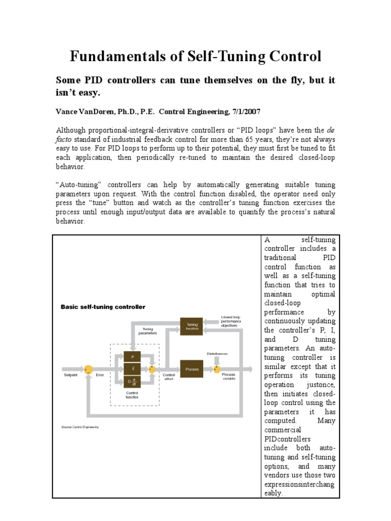 Fundamentals of Self-Tuning Control | PDF | Control Theory | Applied Mathematics