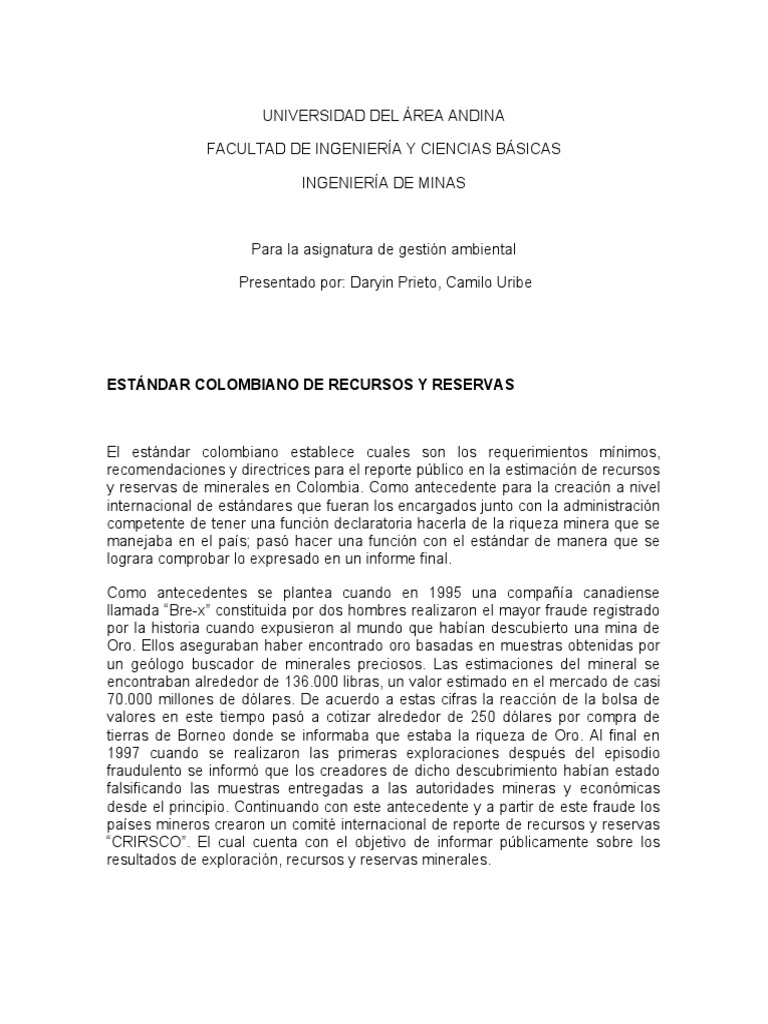 Fase Exploratoria-Natalia Prieto, Camilo Uribe | PDF | Minería | Colombia
