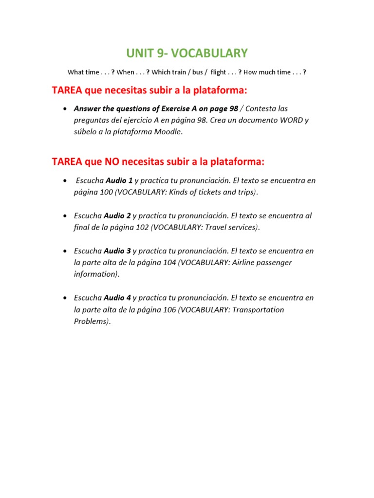 Unit 9 Vocabulary | PDF