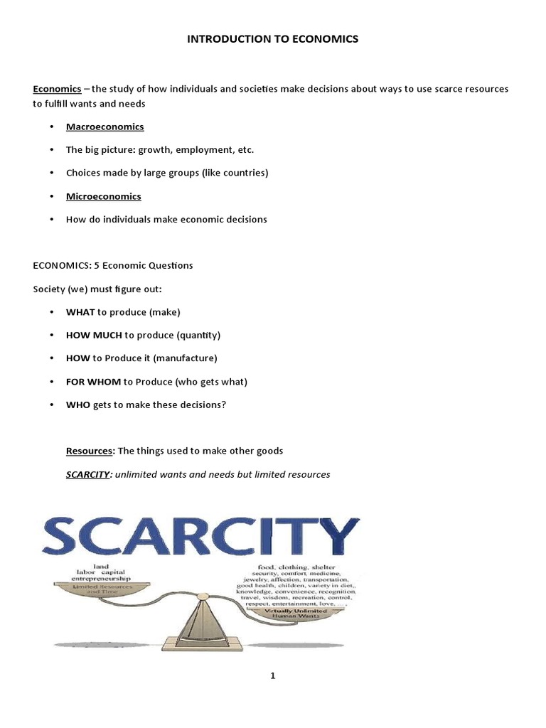 Introduction to Economics Concepts | PDF | Supply And Demand | Supply ...
