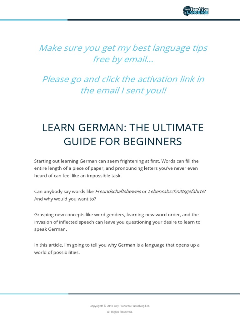 Learn German: The Ultimate Guide For Beginners | PDF | Grammatical ...