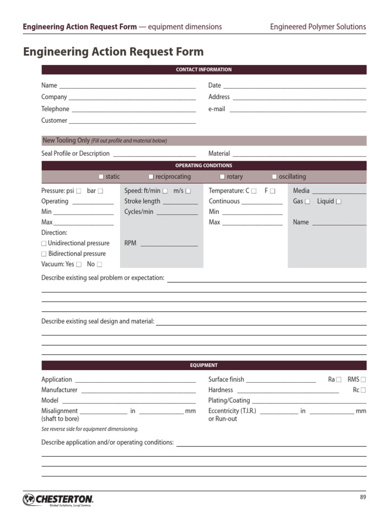 Engineering Action Request Form EPS | PDF | Piston | Pressure
