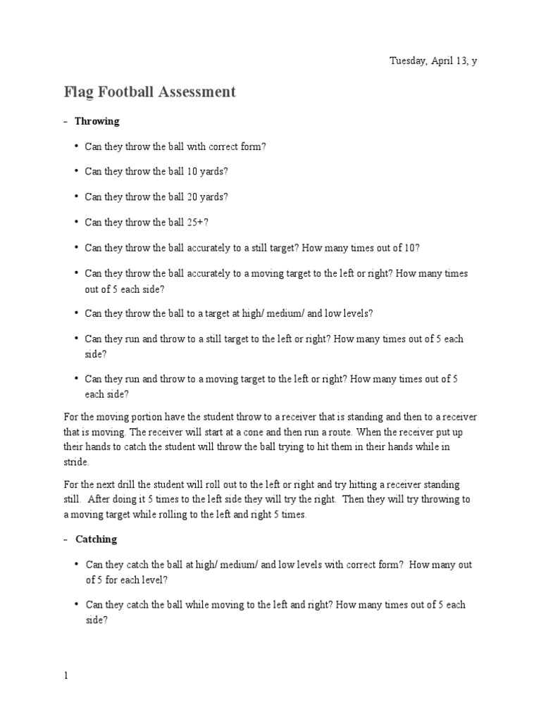 Flag Football Assessment | PDF