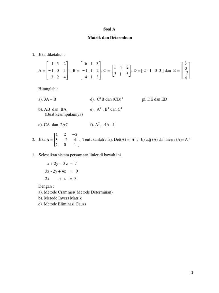 Soal Matrik-Determinan | PDF