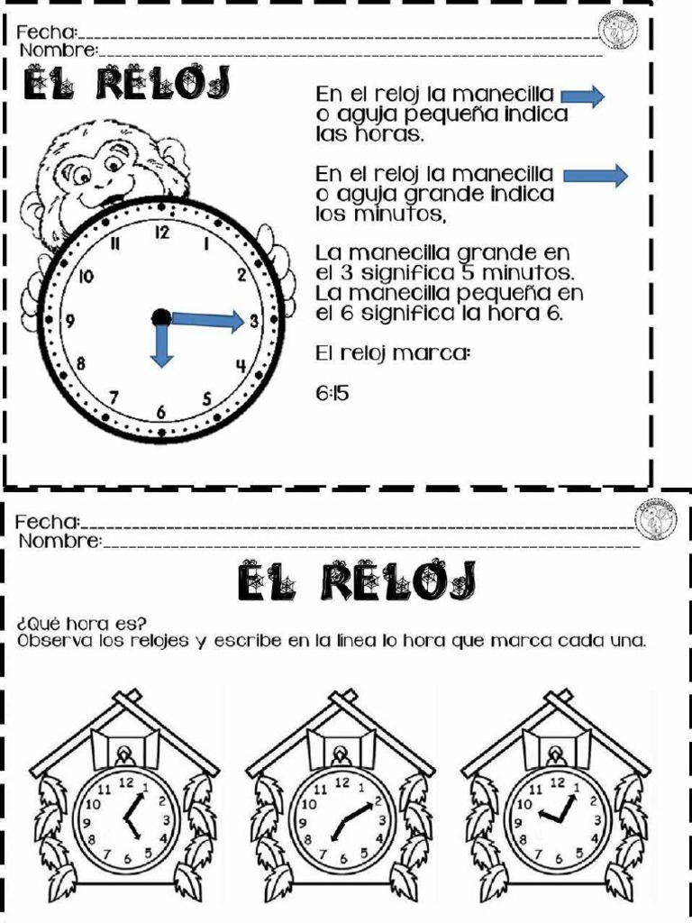 Actividades para Trabajar El Reloj | PDF