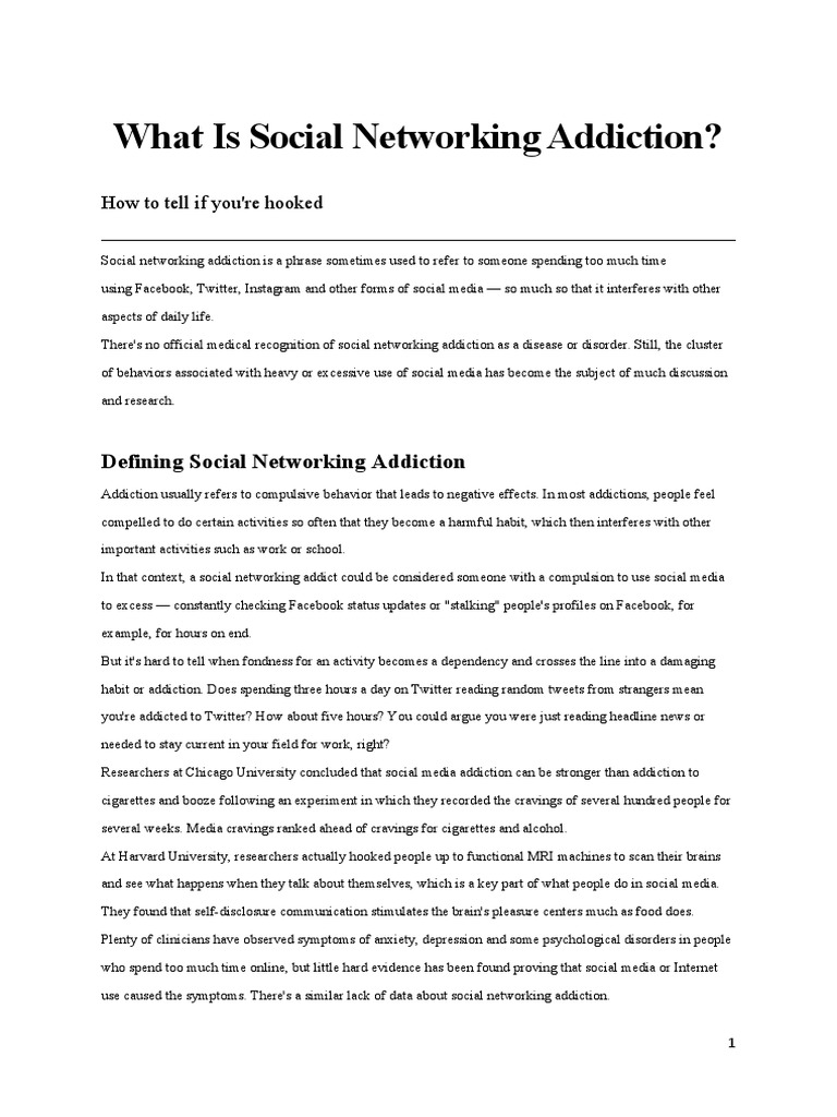 What Is Social Networking Addiction | PDF | Social Media | Popular ...