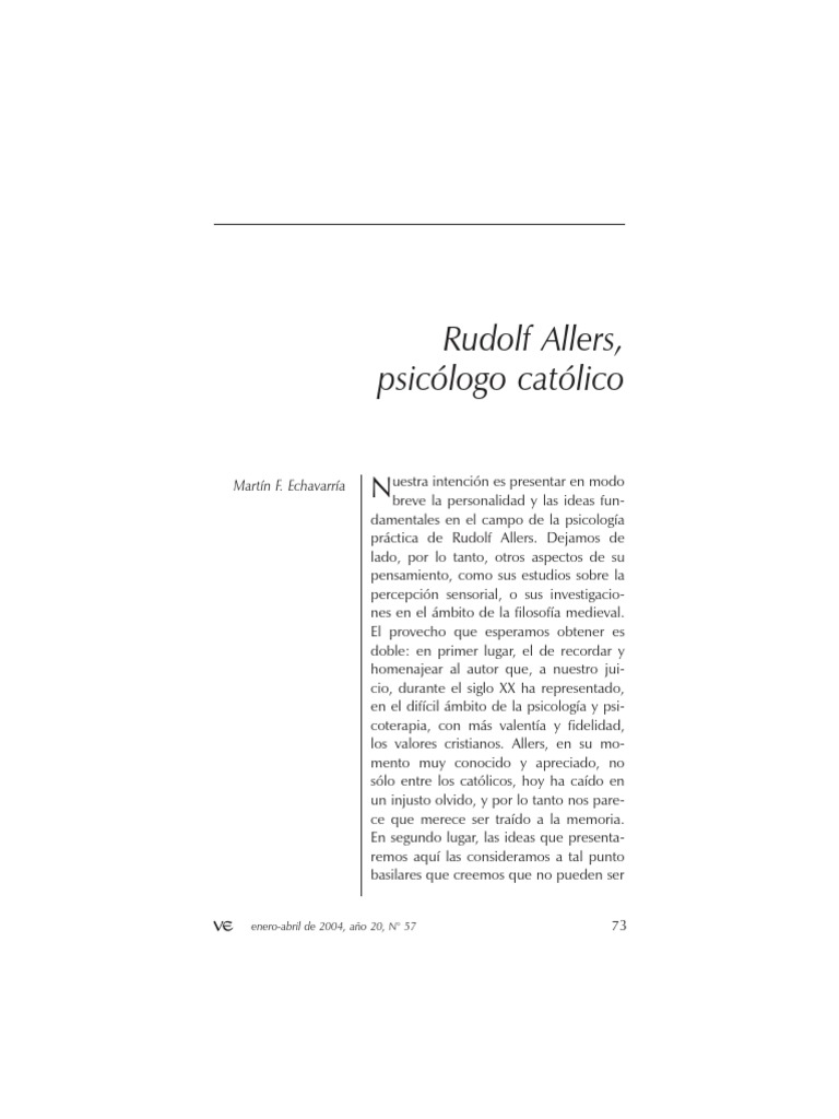 Rudolf Allers Psicologo Catolico Pdf Neurosis Psicoanálisis