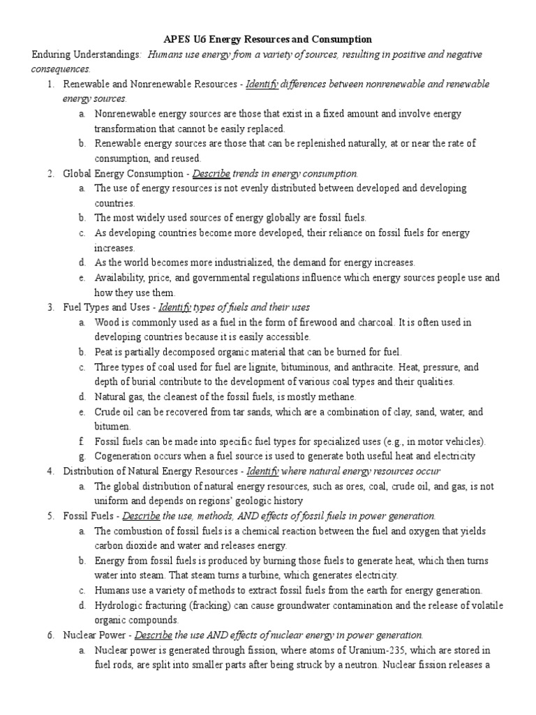 Apes U6 Energy Resources and Consumption | PDF | Fuels | Nuclear Power