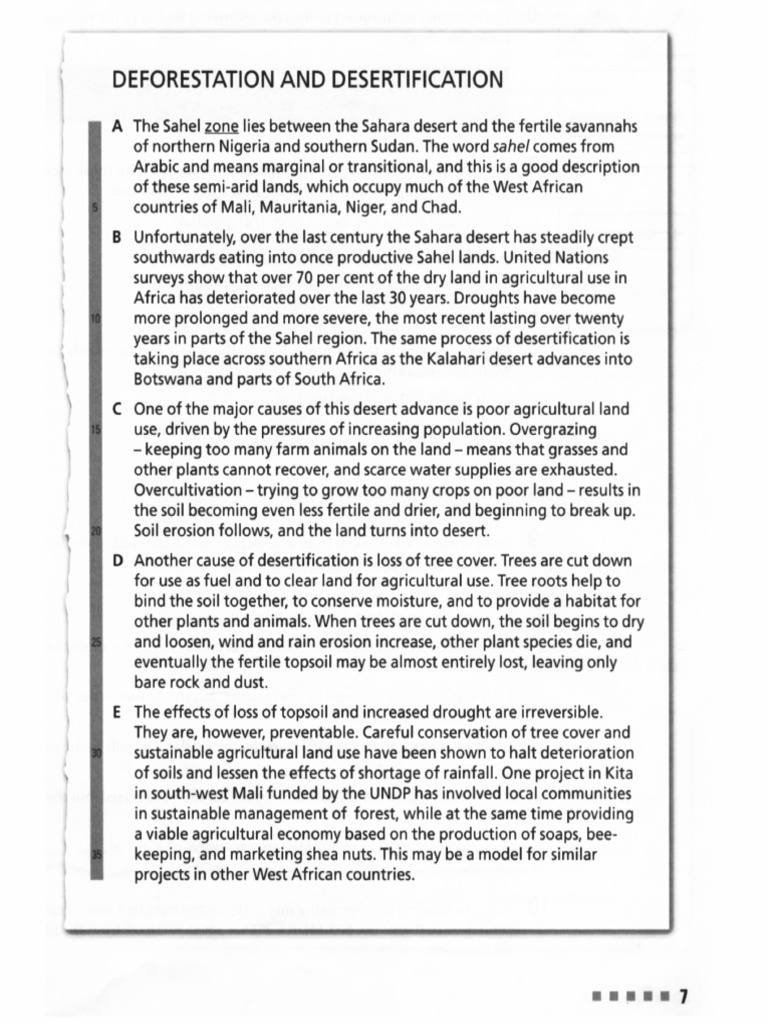 Deforestation and Desertification IELTS Text | PDF