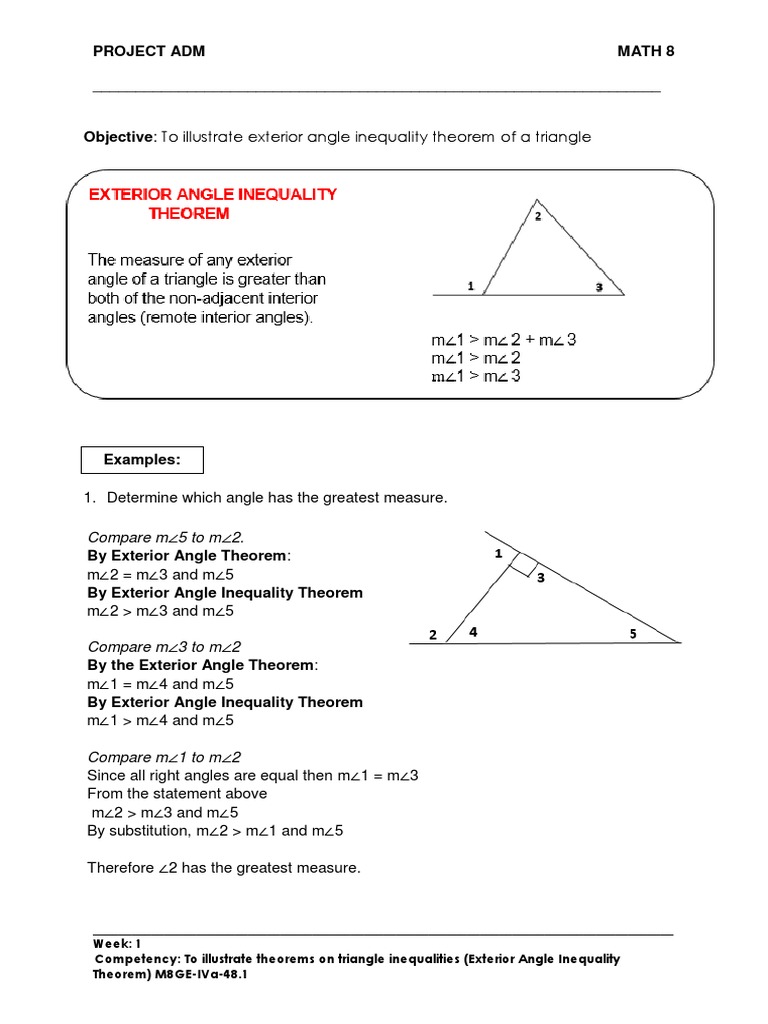 Final - Module - Math 8 - Exterior Angle Inequality Theorem | PDF ...