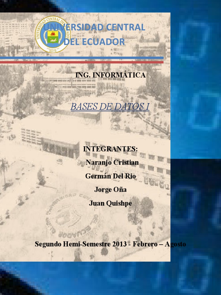 Carátula de Bases de Datos I | PDF | Base de datos relacional | SQL