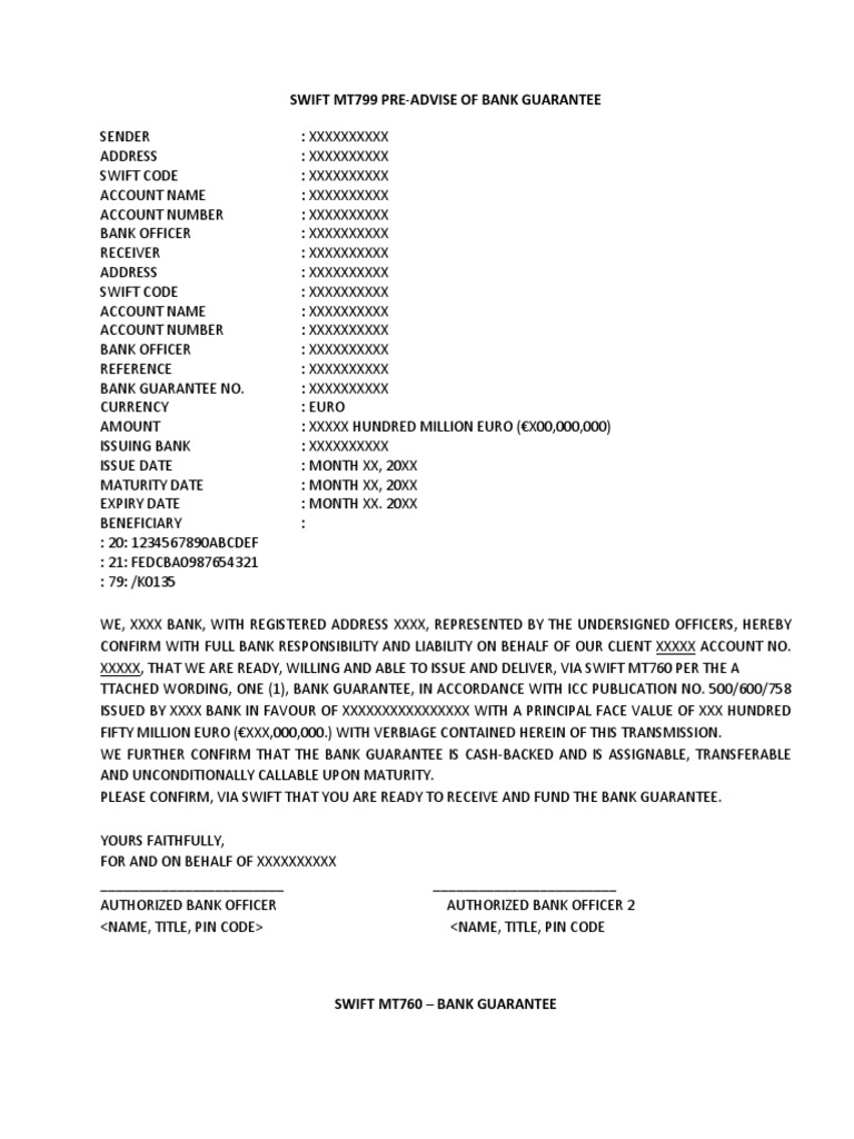 Bank Guarantee - Swift Verbiage - Approved Master | PDF | Euro | Guarantee