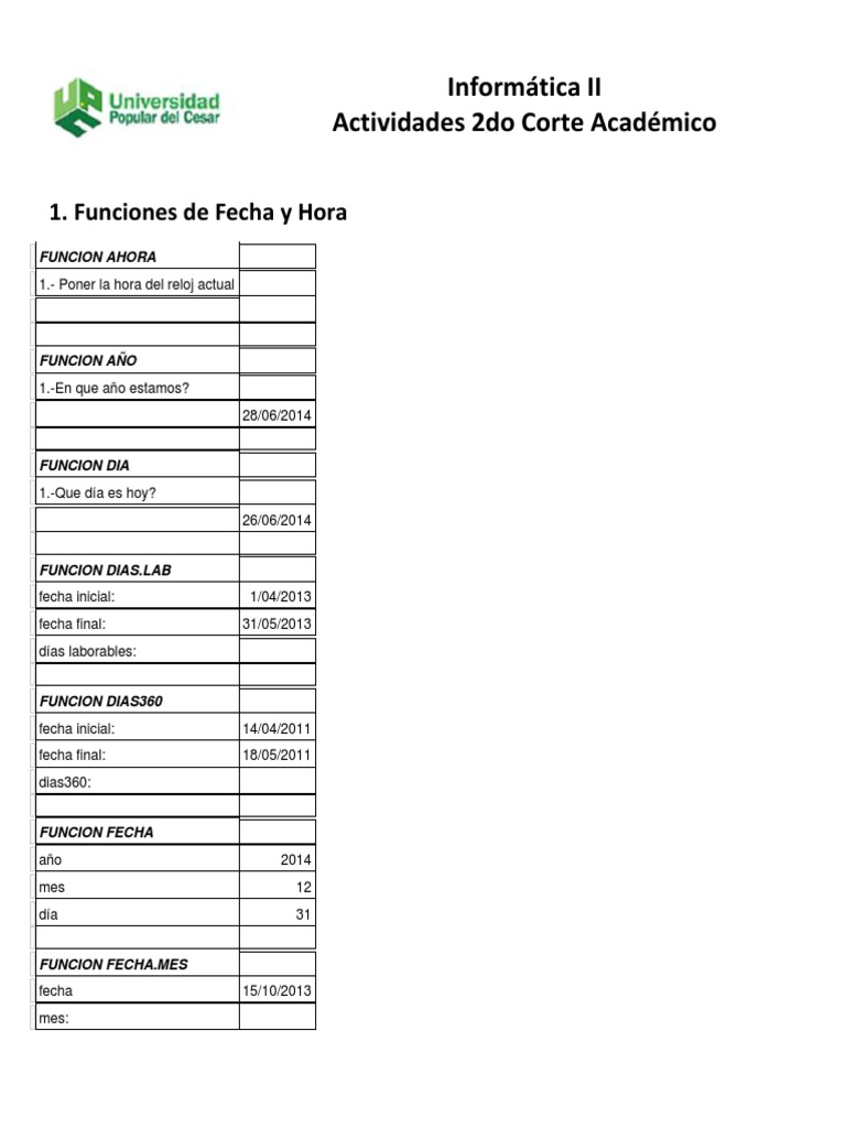 Actividad de Excel Segundo Corte | PDF | Naturaleza | Business
