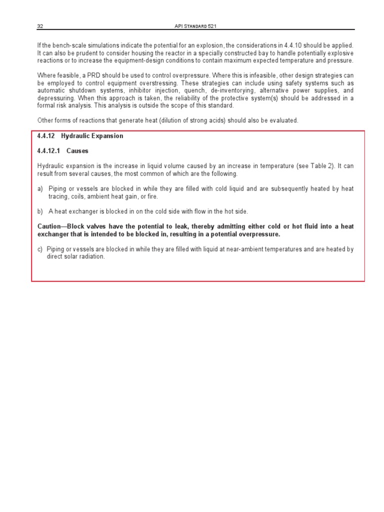 API 521 2020 Extract Hydraulic Relief | PDF