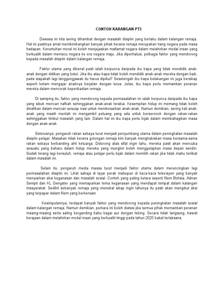 Contoh Karangan Pt3 Kelas 3 An | PDF