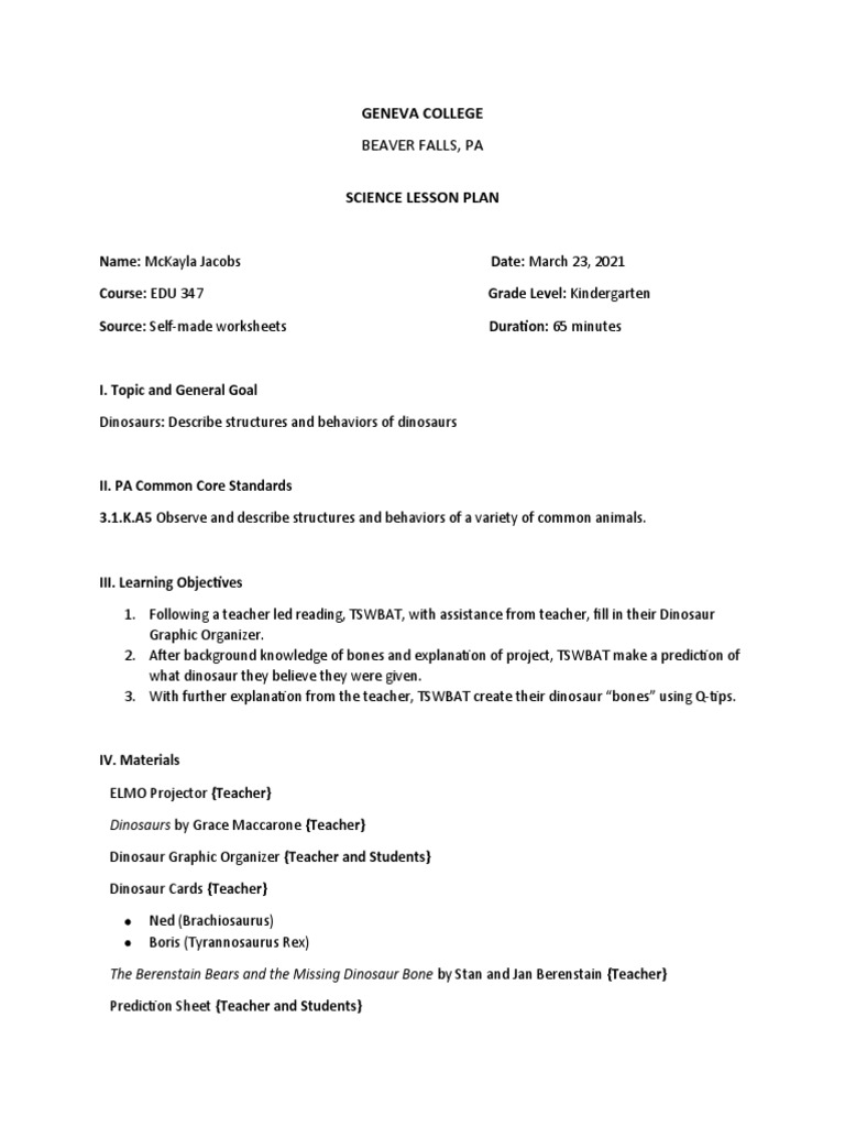 Science Lesson Plan PDF Lesson Plan Teachers