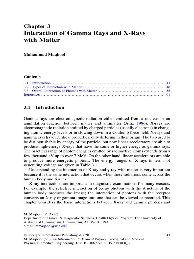 Interaction of Gamma Rays and X-Rays With Matter | PDF | Photoelectric ...