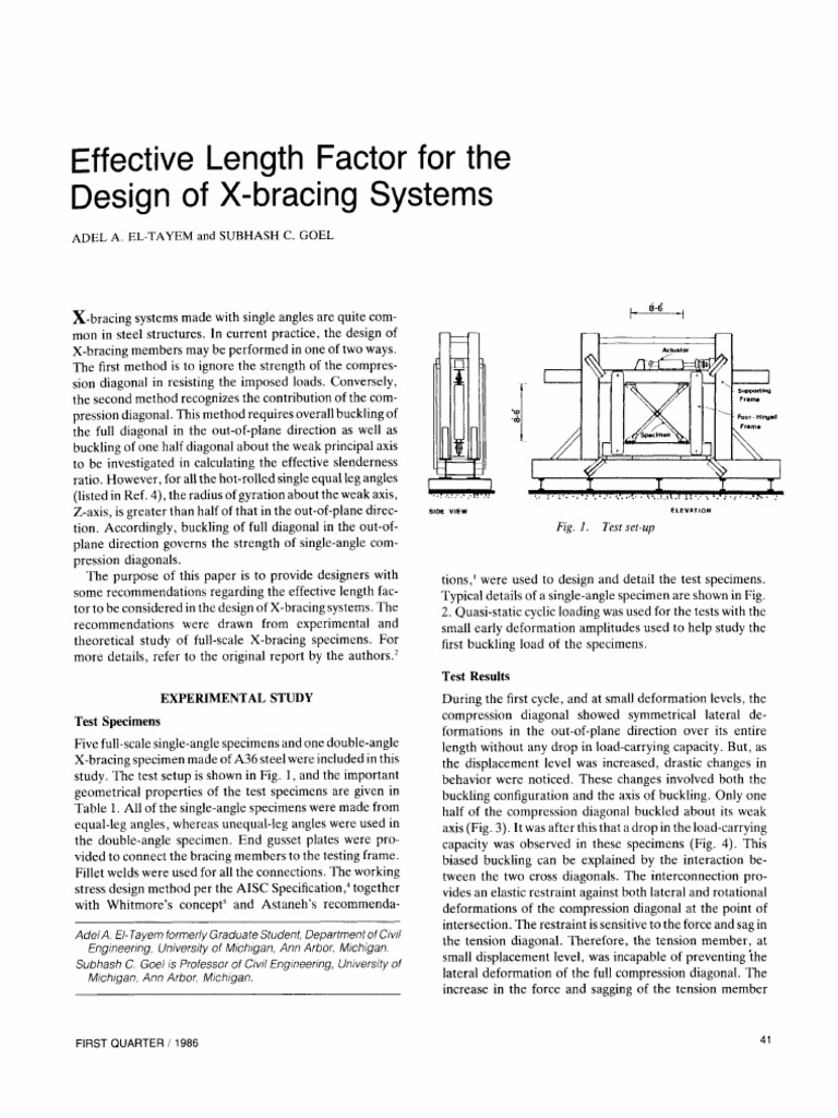 Effective Length Factor for X-Bracing Design | PDF | Buckling | Stiffness